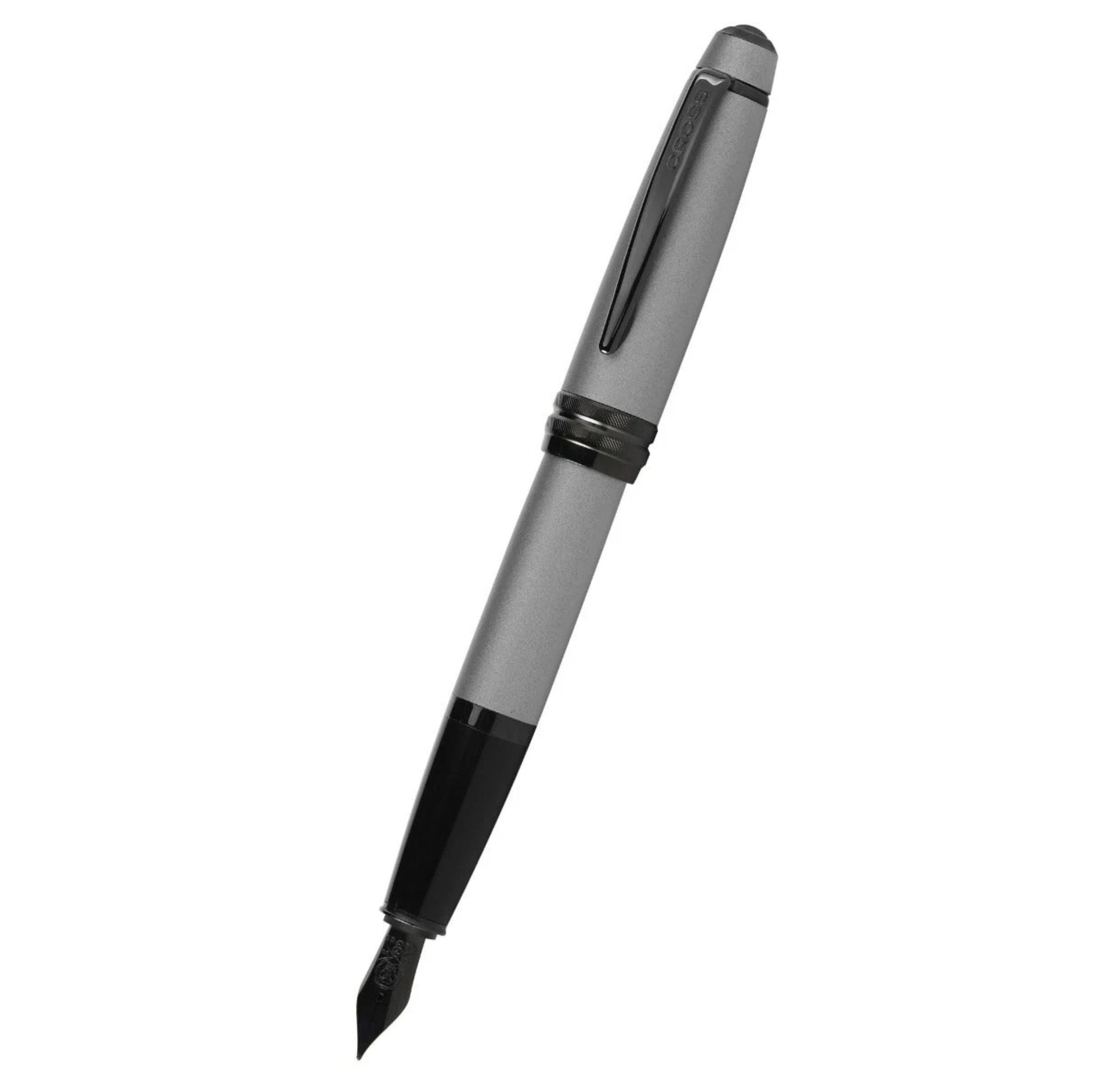 Cross Bailey Matte Gray Lacquer Stainless Steel Fine Nib Fountain Pen ...